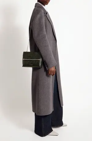 Strathberry Stylist Croc Embossed Leather Clutch - Forest