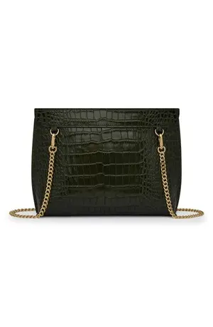 Strathberry Stylist Croc Embossed Leather Clutch - Forest