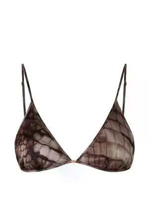Elisabetta Franchi Alligator-print Bra - Brown