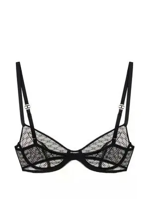 Elisabetta Franchi Monogram Tulle Bra - Black
