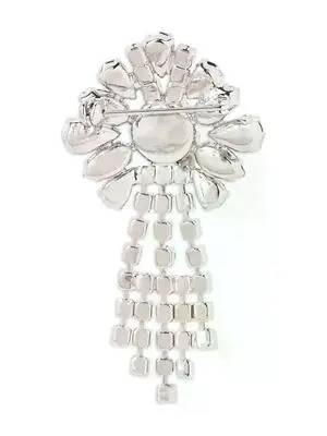 SUSAN CAPLAN 1970s Crystal Drop Brooch - Silver