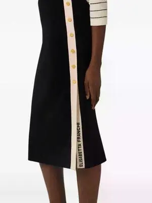 Elisabetta Franchi Knit Midi Skirt With Logo Detail - Black