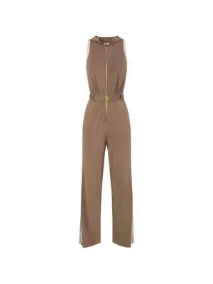 Elisabetta Franchi Hooded Belted Jumpsuit - Brown