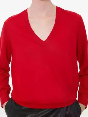 Loulou De Saison Julio V-neck Ribbed Sweater - Red