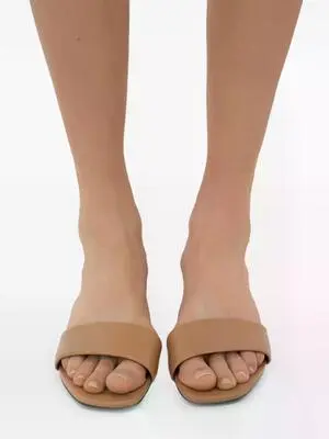 Loulou De Saison Andy Thick Strap Kitten Heel Mules - Neutrals