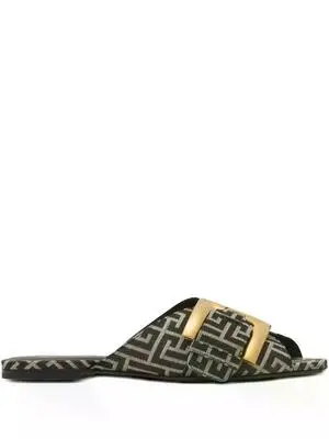 Balmain Anthem Monogram-pattern Sandals - Black