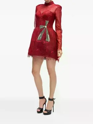 ARAFTU Lace Mini Dress With Bow Detail
