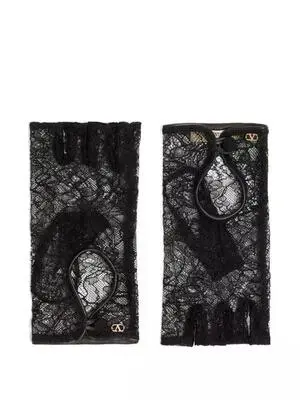 Valentino Garavani Lace Biker Gloves - Black