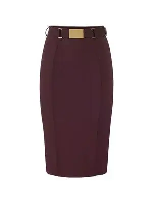Elisabetta Franchi Midi Pencil Skirt With Belt - Brown