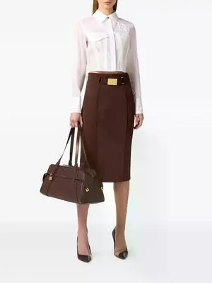 Elisabetta Franchi Midi Pencil Skirt With Belt - Brown