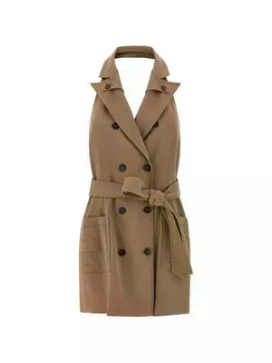 Elisabetta Franchi Double-breasted Mini Dress With Belt - Brown