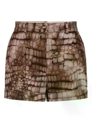 Elisabetta Franchi Alligator-patterned Shorts - Brown