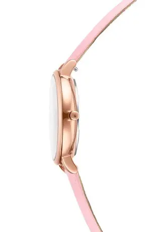 SWAROVSKI Crystal Teddy Leather Strap Watch - White/pink