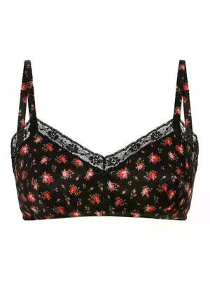Dolce & Gabbana Floral-print Lace Bra - Black