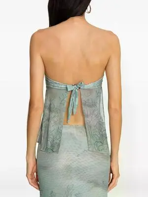 AMIR SLAMA Floral-print Buckle Tie Blouse
