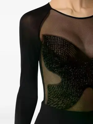 Elisabetta Franchi Sheer Bodysuit With Butterfly Appliqu