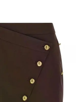 Elisabetta Franchi Cotton Gabardine Mini Skirt With Jewel Buttons