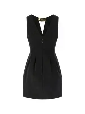 Elisabetta Franchi Mini Dress In Gabardine With Gold Hardware - Black