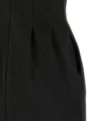 Elisabetta Franchi Mini Dress In Gabardine With Gold Hardware - Black