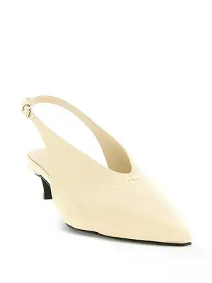 JIL SANDER Craquelé V-neck Slingback Pumps - Neutrals