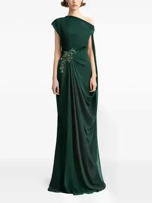 GEMY MAALOUF Draped Cape-sleeve Gown
