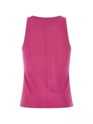 Marni Ribbed Tank Top With Logo Patch - Pink