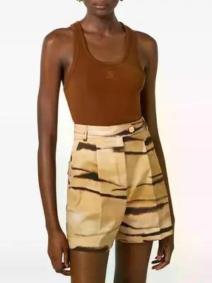 Elisabetta Franchi Embroidered Logo Tank Top - Brown