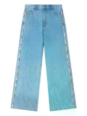 Sandro Rhinestone Embellished Wide-leg Jeans
