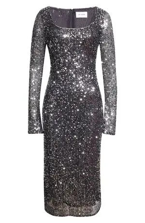 St. John Sequin Long Sleeve Sheath Dress