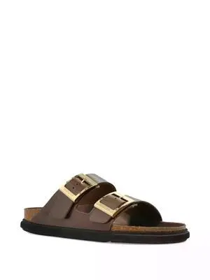 BIRKENSTOCK Arizona Buckle Patent Leather Sandals - Brown