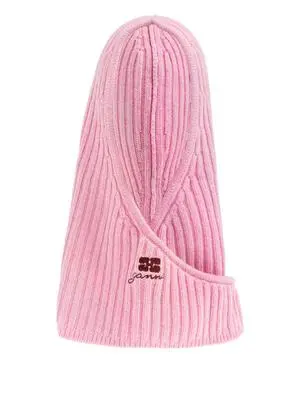GANNI Logo-embroidered Knitted Hat - Pink