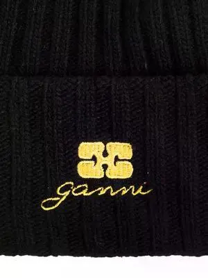 GANNI Logo-embroidered Beanie