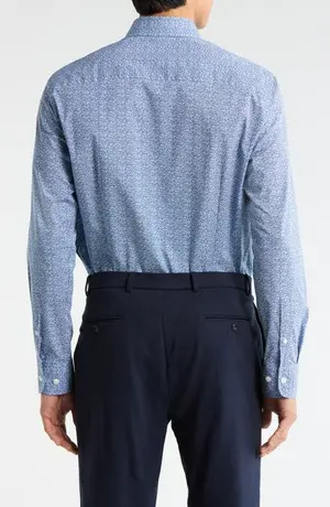 JACK VICTOR Marquis Floral Print Stretch Cotton Button-up Shirt