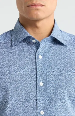 JACK VICTOR Marquis Floral Print Stretch Cotton Button-up Shirt