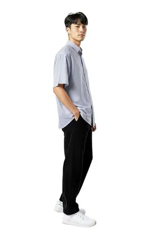 D.RT Oversize Pinstripe Short Sleeve Button-up Oxford Shirt
