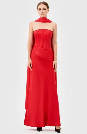 BARIANO Iyla Strapless Corset Gown