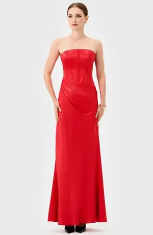 BARIANO Iyla Strapless Corset Gown