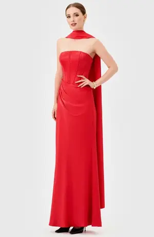 BARIANO Iyla Strapless Corset Gown