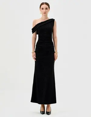BARIANO Thaliah Drape Off-shoulder Maxi Gown
