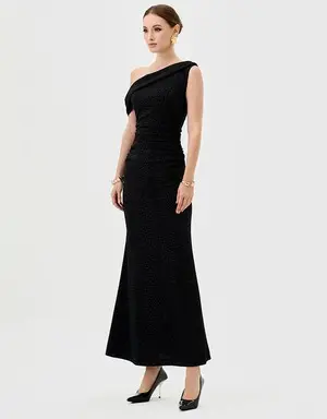 BARIANO Thaliah Drape Off-shoulder Maxi Gown