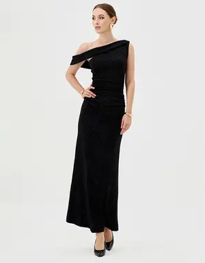 BARIANO Thaliah Drape Off-shoulder Maxi Gown