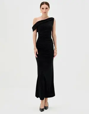 BARIANO Thaliah Drape Off-shoulder Maxi Gown