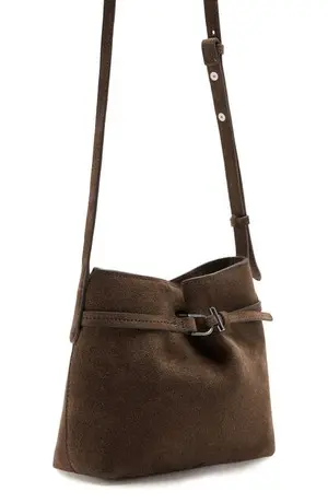 Mango Suede Buckle Shoulder Bag