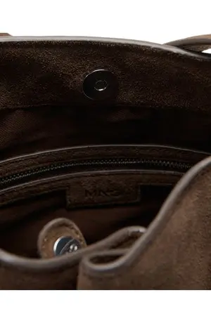 Mango Suede Buckle Bucket Bag