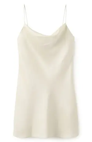 Mango Cowl Neck Satin Mini Slipdress - Ivory White