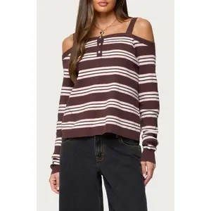 EDIKTED Striped Off-the-shoulder Sweater