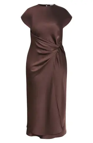 City Chic Beatrix Twist Satin Maxi Dress - Truffle