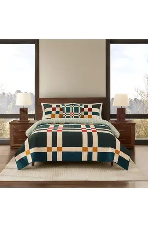 Pendleton Four Square Quilt & Shams Set - Balsam Green