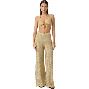 Missoni Zigzag Mesh Knit Wide Leg Trousers - Gold