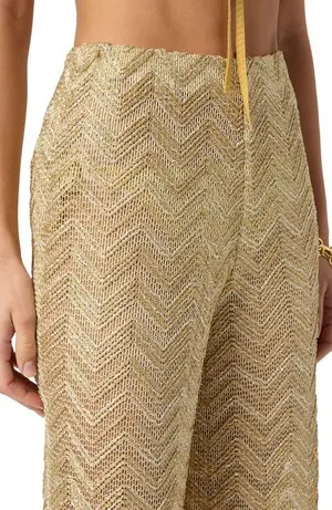 Missoni Zigzag Mesh Knit Wide Leg Trousers - Gold